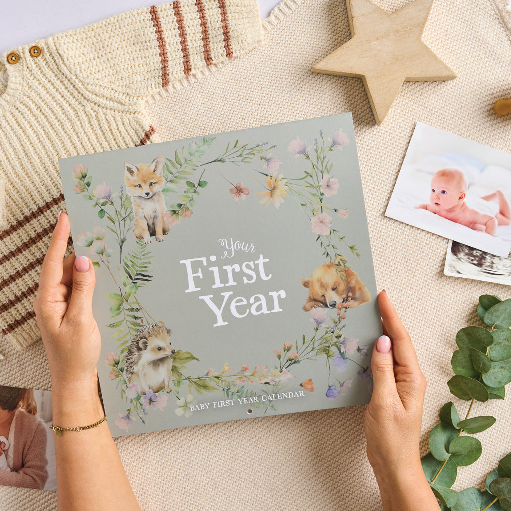 Baby's First Year Calendar with Over 100 Stickers - Woodland Edition ...